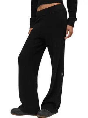 Alo Yoga Cashmere High-waist Plush Waffle Pants - Black