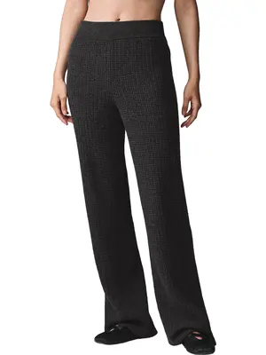 Alo Yoga Cashmere High-waist Plush Waffle Pants - Dark Heather Grey