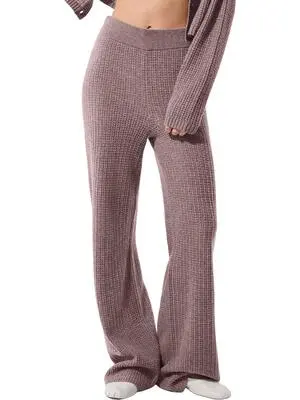 Alo Yoga Cashmere High-waist Plush Waffle Pants - Mushroom Heather