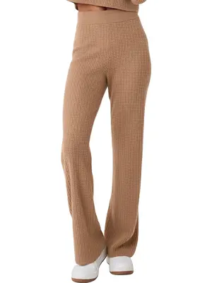 Alo Yoga Cashmere High-waist Plush Waffle Pants - Toasted Almond