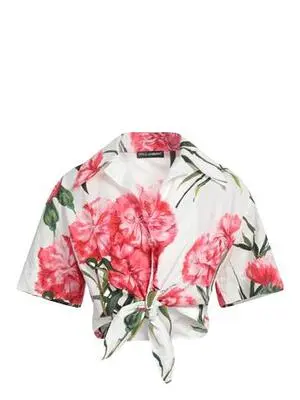 Dolce & Gabbana Floral Print Cotton Shirt - White