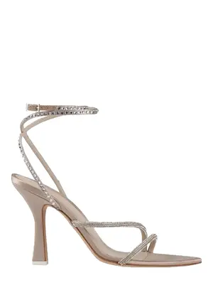 3JUIN Ankle Strap Sandals With Rhinestones - Beige