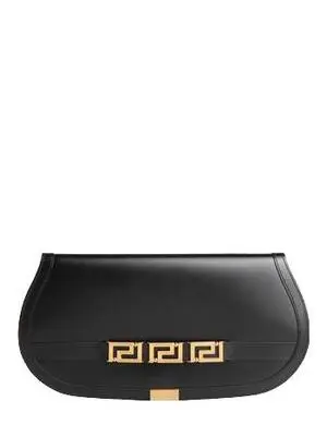Versace Leather Clutch With Appliqués - Black