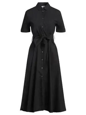 Woolrich Belted Poplin Shirt Midi Dress - Black