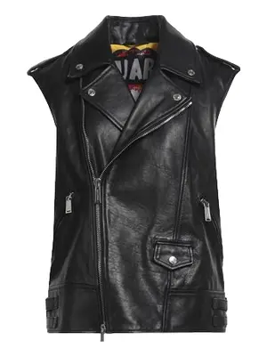 Dsquared2 Calfskin Vest With Appliqués - Black