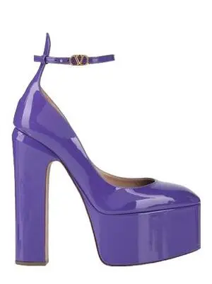 Valentino Garavani Leather Pumps With Ankle Strap - Purple