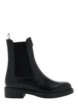 Prada Leather Chelsea Boots - Black