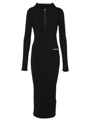 JIL SANDER Wool-blend Midi Dress - Black