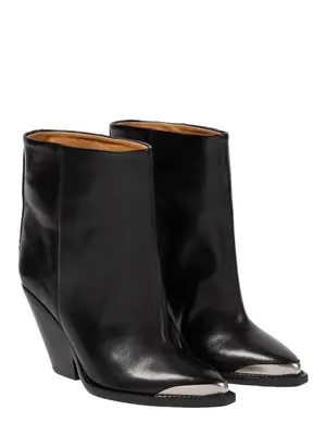 Isabel Marant Ladel Leather Ankle Boots - Black