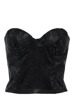 Costarellos Gabra Crystal-embellished Bustier Top - Black