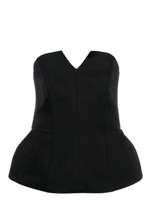 V:PM ATELIER Lumi Peplum-hem Satin Top - Black