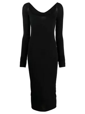 Rick Owens Long-sleeve Midi Dress - Black