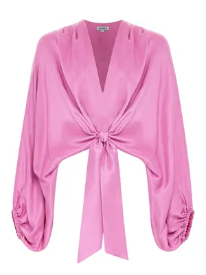 AZLEE AZEEZA Culhane Twisted Silk Blouse