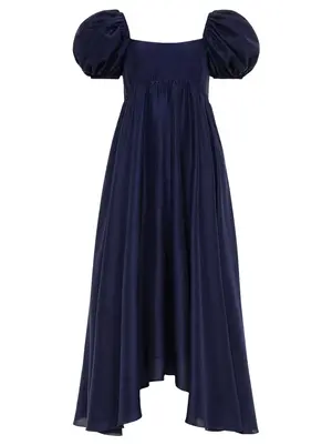 AZLEE Rory Silk Midi Dress - Blue