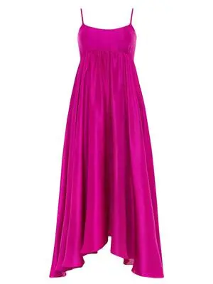 AZLEE Rachel Silk Midi Dress - Pink