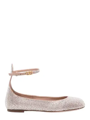 Valentino Garavani Crystal-embellished Ballerina Shoes - Silver