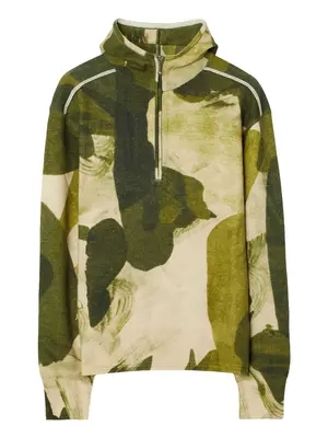 Burberry Camouflage-print Half-zip Hoodie - Green