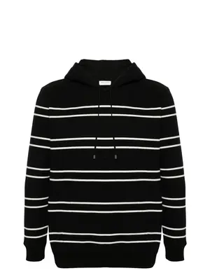 Saint Laurent Striped Cotton Hoodie - Black