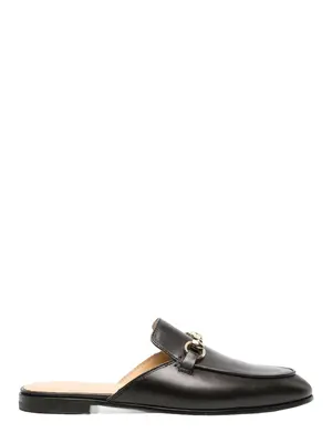 SCAROSSO Horsebit Leather Mules - Black