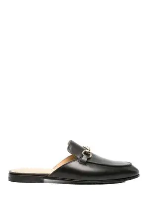 SCAROSSO Horsebit Leather Mules - Black