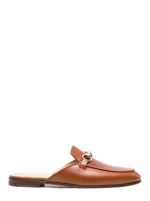 SCAROSSO Horsebit Leather Mules - Brown