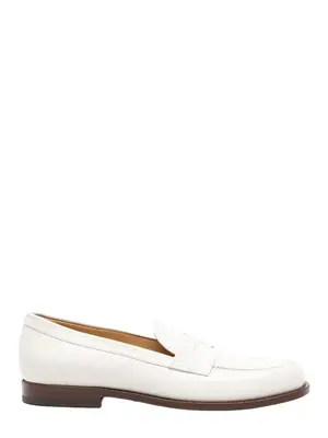 SCAROSSO Penny Leather Loafers - White