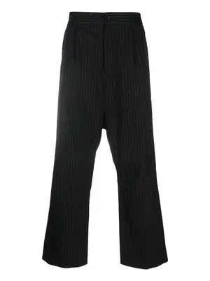 Attachment Pinstripe-print Drop-crotch Trousers - Black