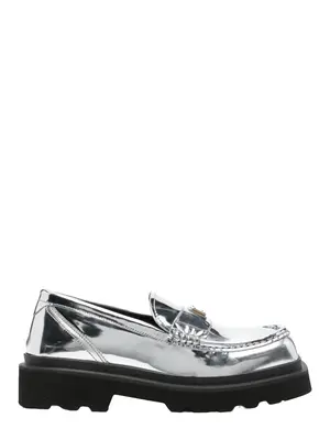 Dolce & Gabbana Logo-plaque Leather Brogues - Silver
