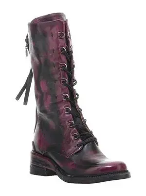 A.S.98 Steward Lace Up Boots - Distressed Fuchsia