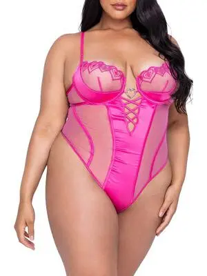 ROMA CONFIDENTIAL Bubblegum Heart Underwire Teddy - Pink