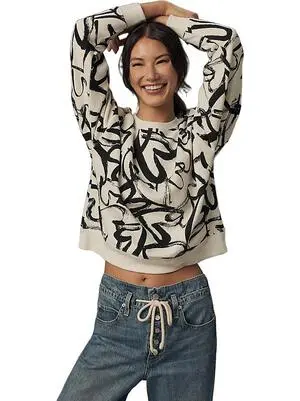 Maeve Heart Printed Sweatshirt Black & White Pattern