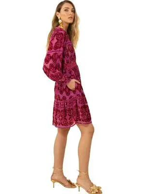 Hale Bob Camila Velvet Burnout Dress - Pink
