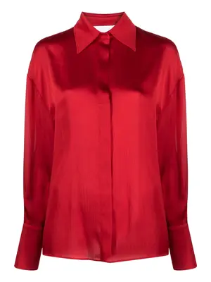 GENNY Satin Button-up Shirt - Red