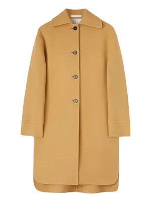 JIL SANDER Virgin Wool Single-breasted Coat - Brown