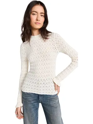Sea Rue Fine Knit High Neck Sweater - Cream