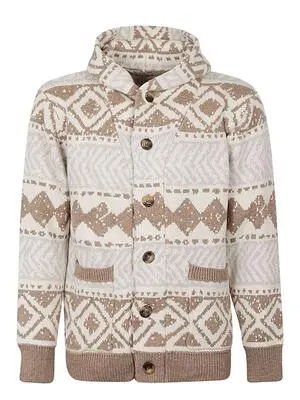TOOCO Ethnic Print Shawl Cardigan