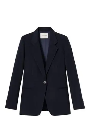 Lafayette 148 New York Camel Hair Single-button Blazer - Blue Ink