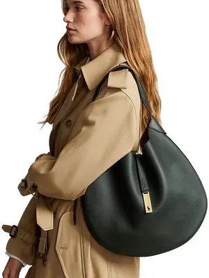 Ralph Lauren Ralph Lauren Polo ID Leather Large Shoulder Bag Racing Green