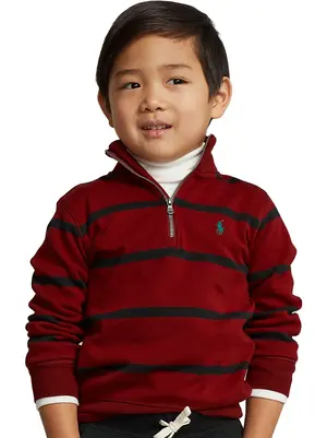 Ralph Lauren Striped Cotton Interlock Pullover Holiday Red/polo Black