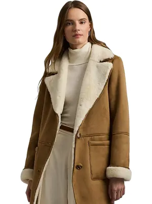 Ralph Lauren Ralph Lauren Faux-Shearling & Faux-Suede Coat Camel