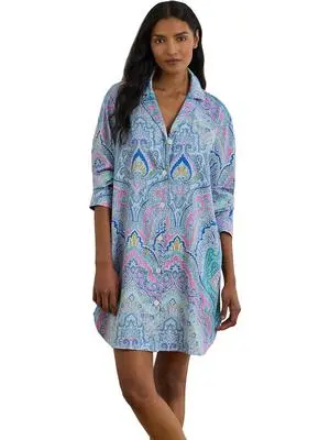 Ralph Lauren Cotton-blend Sateen Sleep Shirt - Multi Paisley