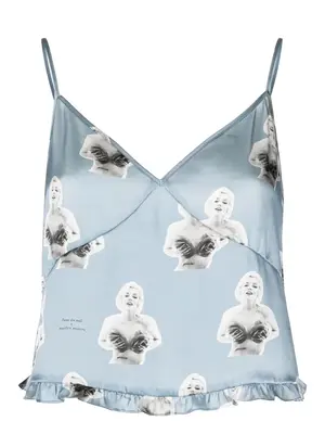 FLEUR DU MAL Fleur Du Mal Marilyn Ruffled Camisole Top