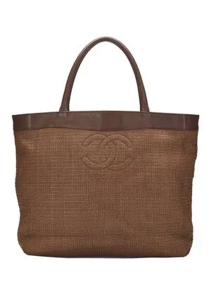 CHANEL Raffia Tote With 'CC' Logo