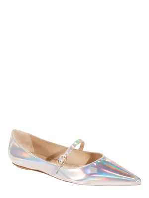 STUART WEITZMAN Stuart Weitzman Emilia Mary Jane Flat Ballet Iridescent Patent