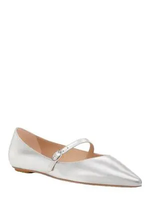 STUART WEITZMAN Stuart Weitzman Emilia Mary Jane Flat Silver/silver