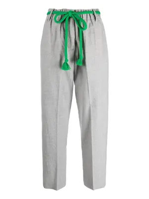 ALYSI Belted Straight-leg Trousers - Grey