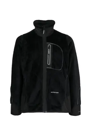AND WANDER Logo-embroidered Fleece Jacket - Black