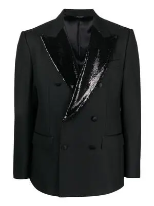 Dolce & Gabbana Sequin-lapel Double-breasted Blazer - Black