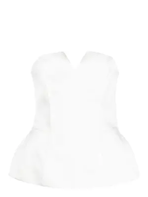 V:PM ATELIER Lumi Peplum-hem Satin Top - White