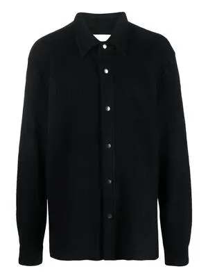 JIL SANDER Pointed-collar Alpaca Wool-blend Overshirt - Black